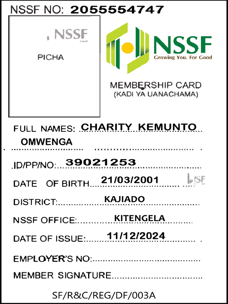 NSSF New Card | PDF