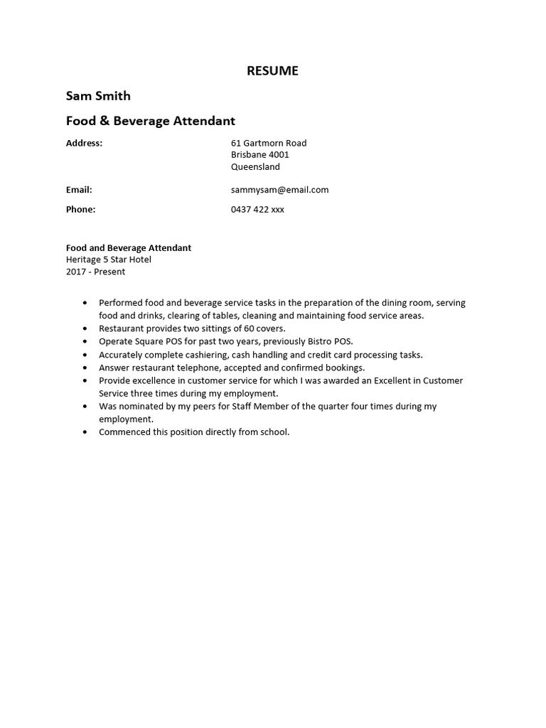 Sitxhrm010 At2 t1s5 Resume Sam Smith | PDF