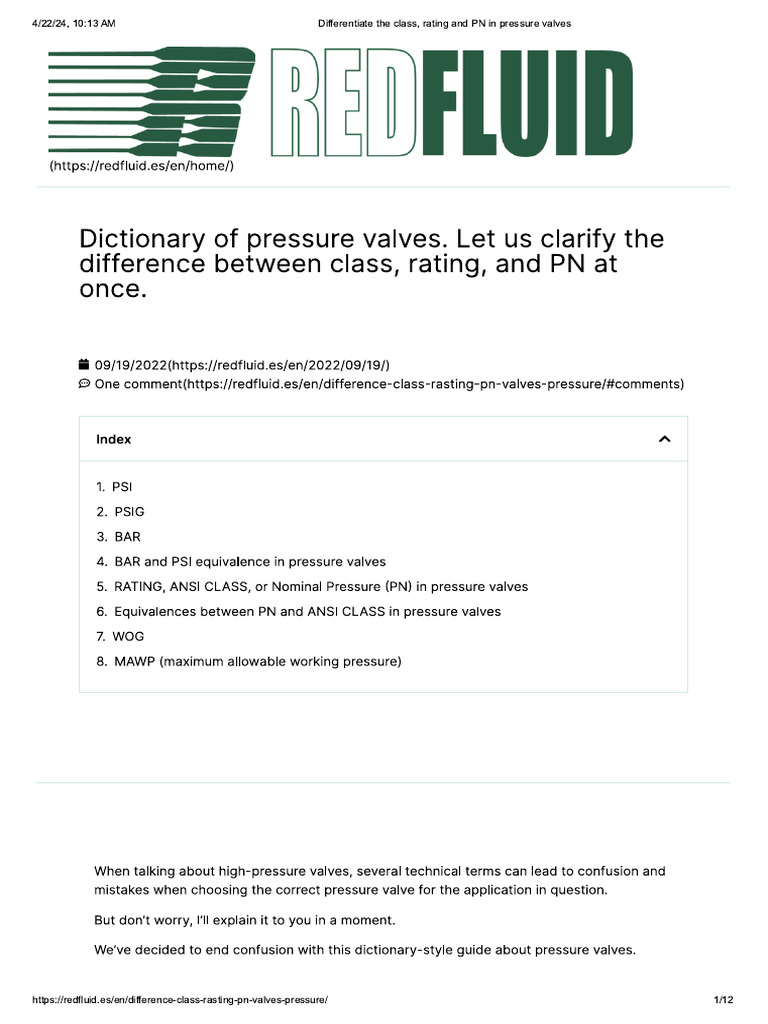 Differentiate The Class, Rating and PN in Pressure Valves | PDF