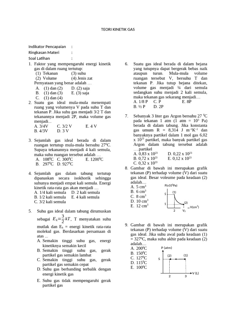 Teori Kinetik Gas: Energi dan Tekanan | PDF