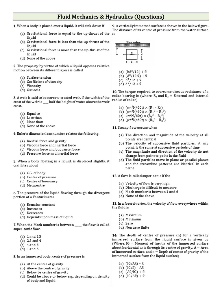 Fluid Mechanics & Hydraulics | PDF | Fluid Dynamics | Pressure