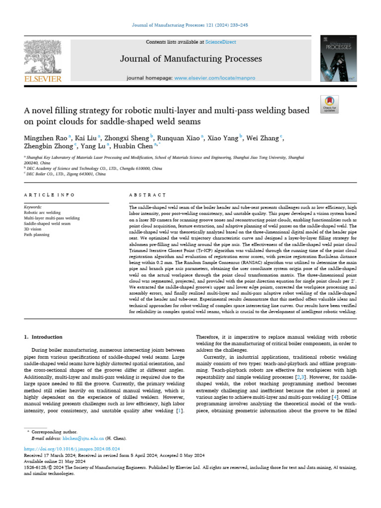 A Novel Filling Strategy For Robotic Multi-Layer and Multi-Pass Welding ...