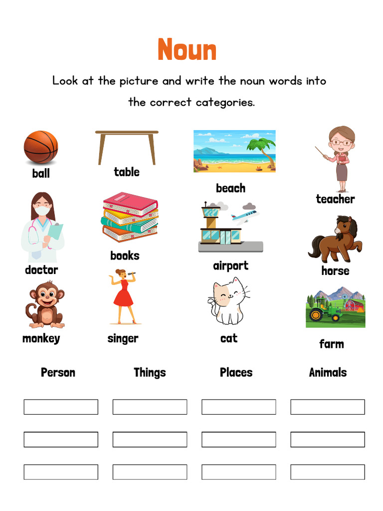 Noun Categorization Activity for Kids | PDF