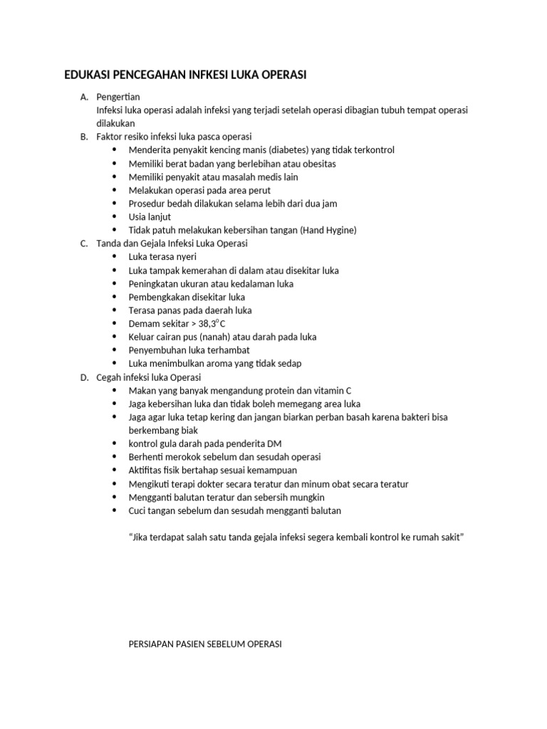 Edukasi Pencegahan Infeksi Luka Operasi | PDF