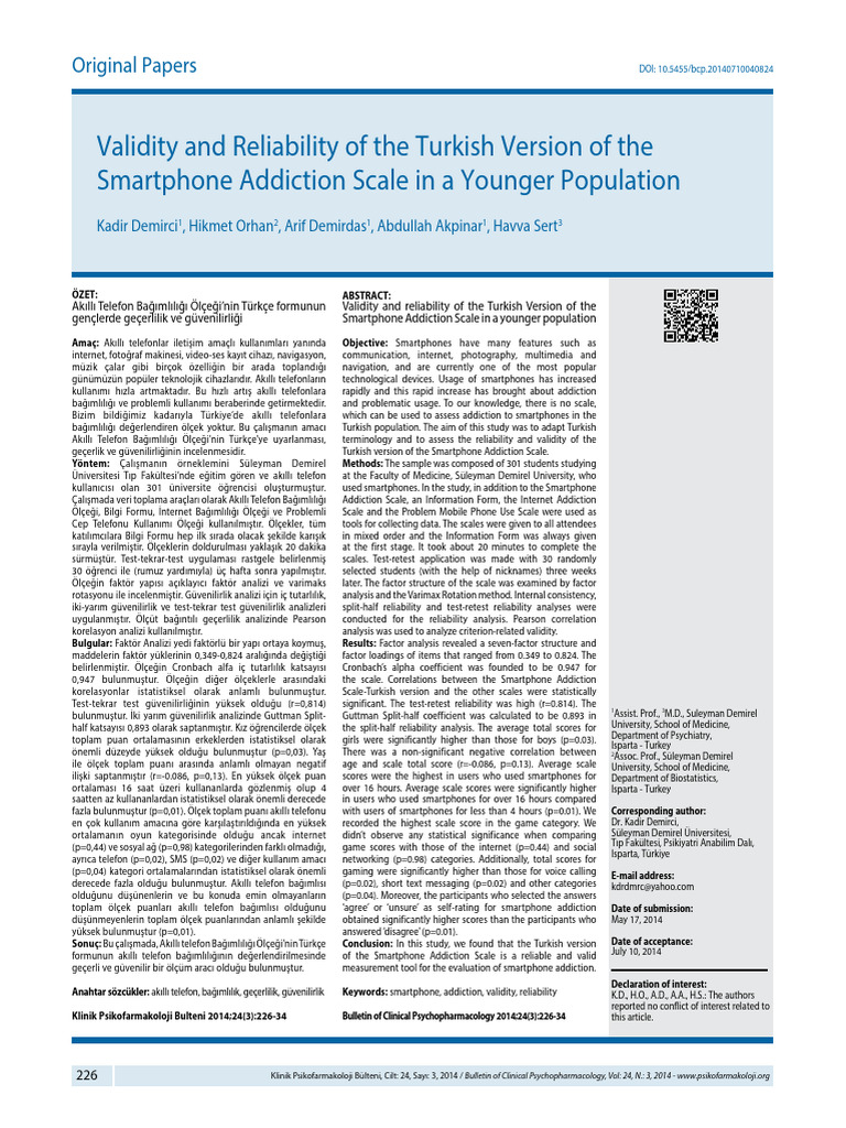 Smartphone Addiction Scale in A Younger Population Toad | PDF