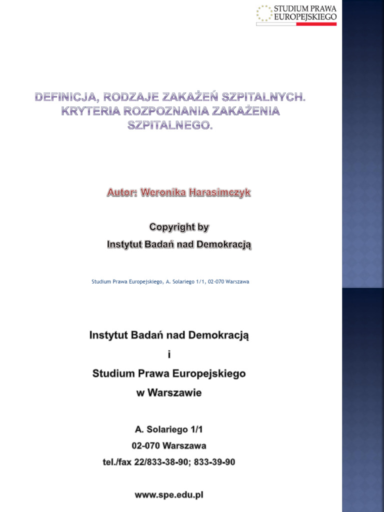 Definicja, Rodzaje Zakażeń Szpitalnych. | PDF