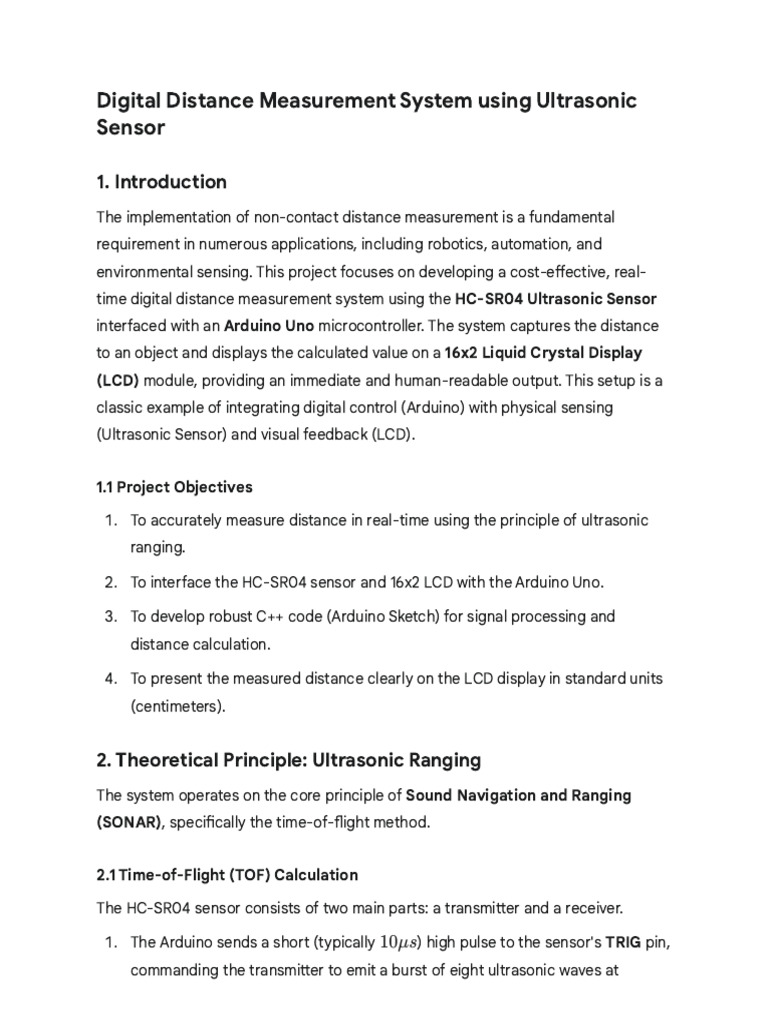 Digital Distance Measurement System Using Ultrasonic Sensor | PDF ...