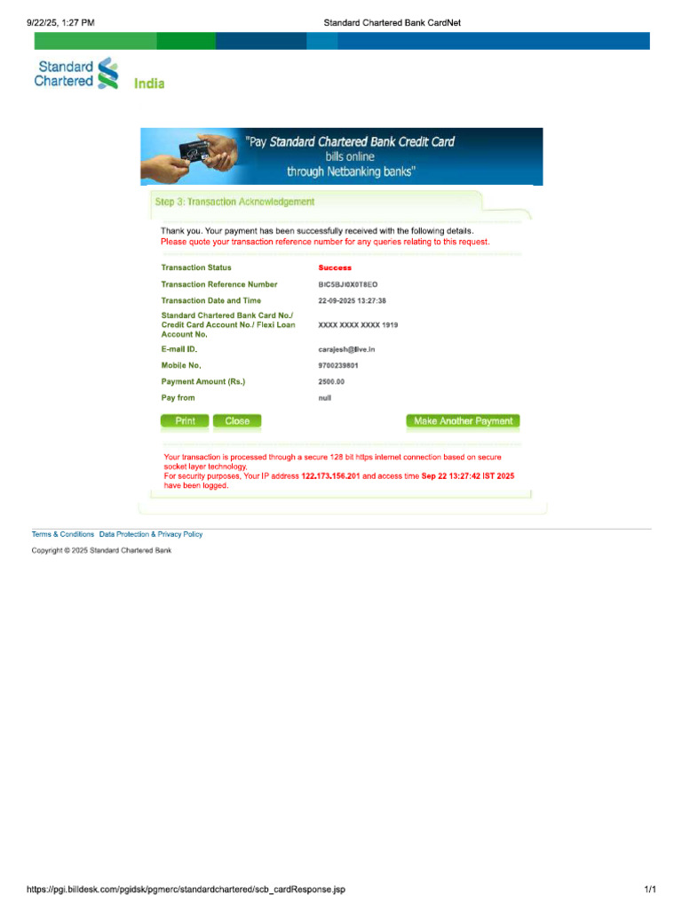 SCB Card Payment 1 | PDF