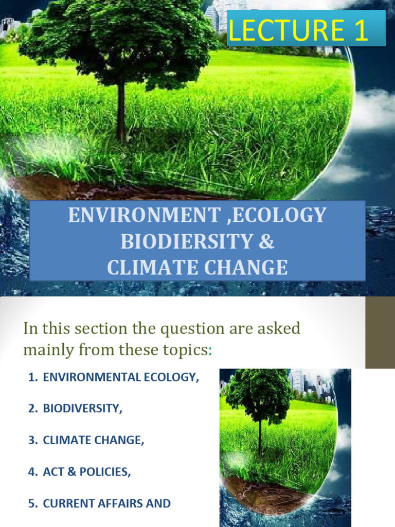 LECTURE 1 (Environment & Ecology Lecture-1 | PDF | Ecosystem | Evolution