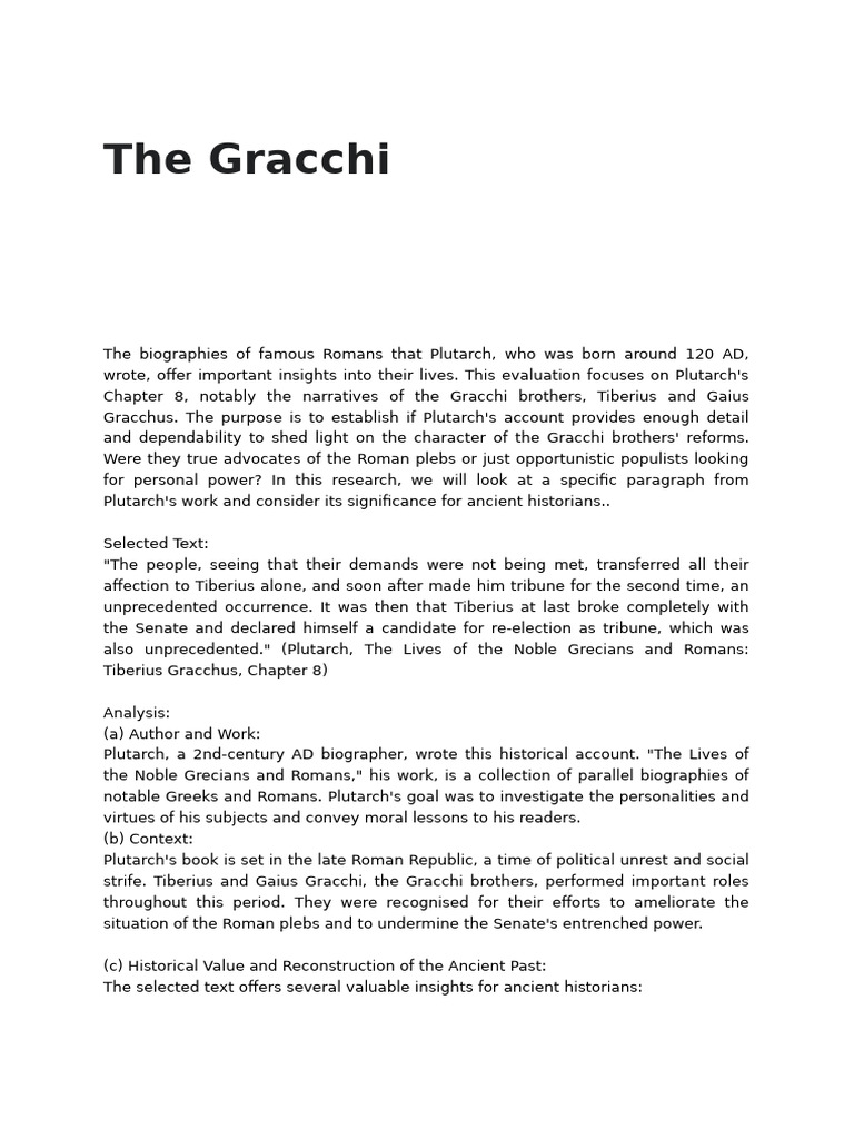 The Gracchi | PDF | Plutarch | Roman Republic