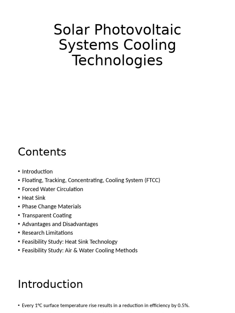 Solar Photovoltaic Systems Cooling Technologies | PDF | Photovoltaics ...
