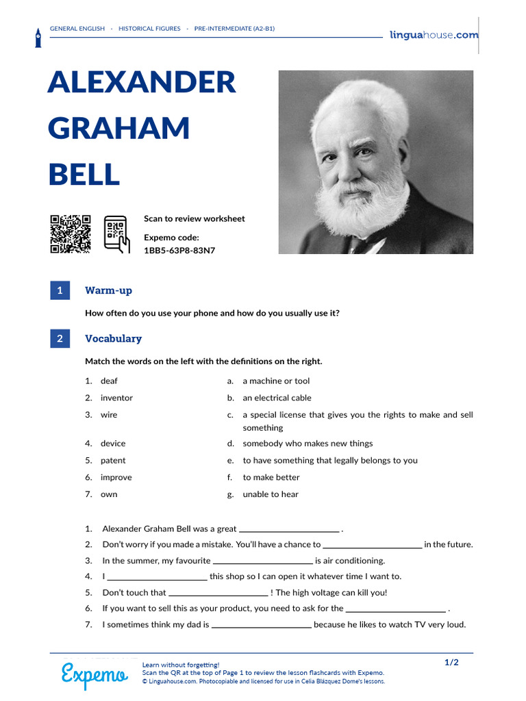 Alexander Graham Bell: A2-B1 Lesson | PDF | Telephone