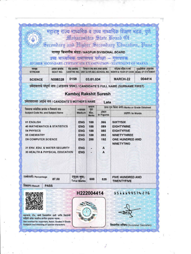 12 Marksheet | PDF