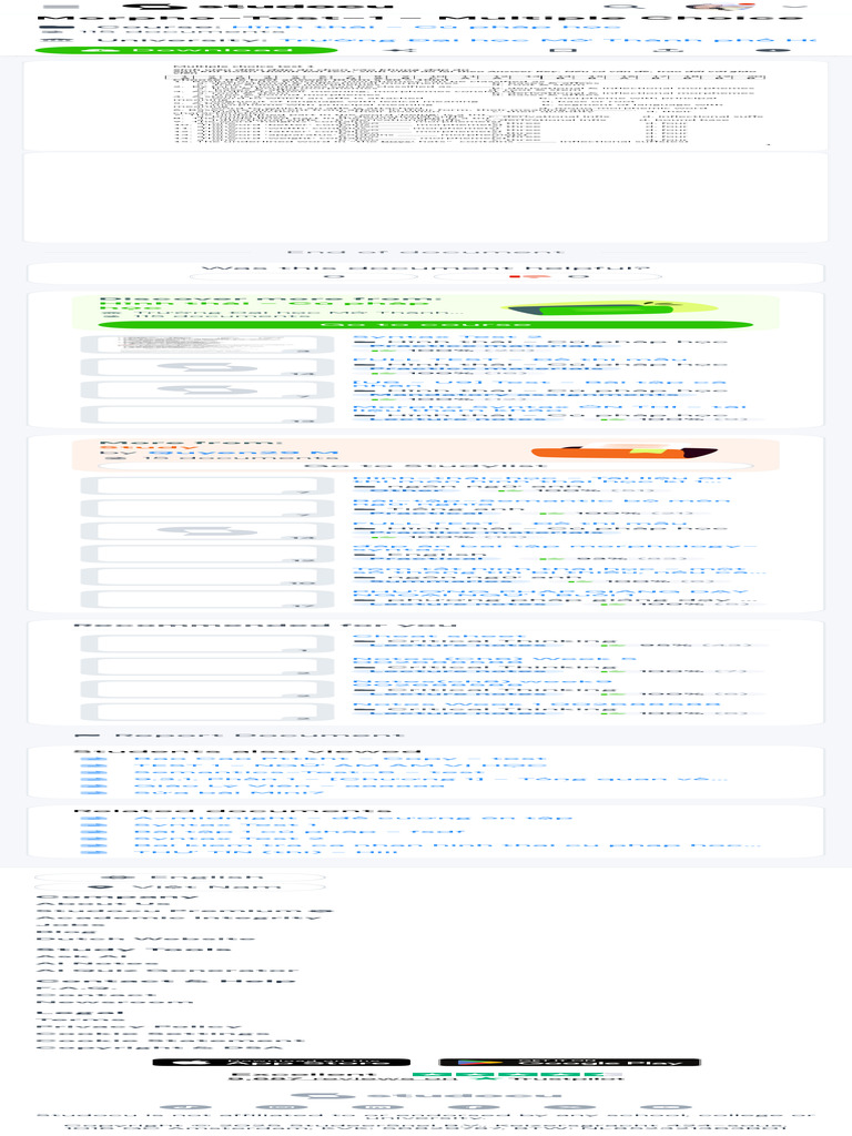 Morpho-Test-1 - Multiple Choice Test 1 (50 Questions) - Studocu | PDF