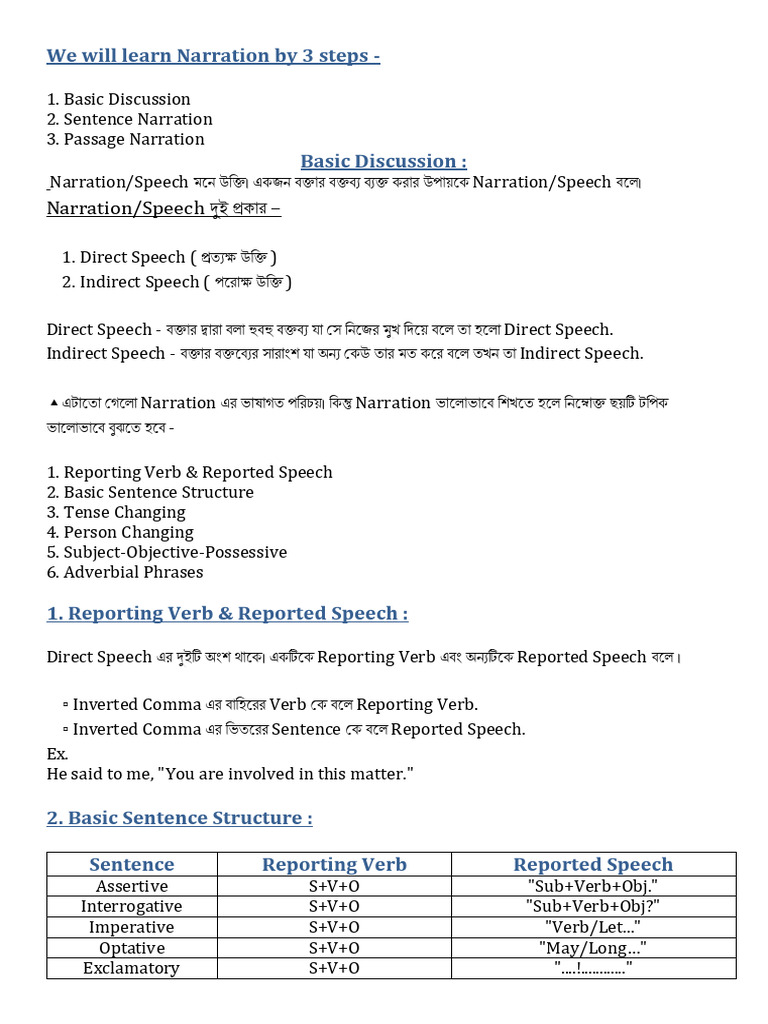 Mastering Narration in Three Steps | PDF | Perfect (Grammar) | Verb