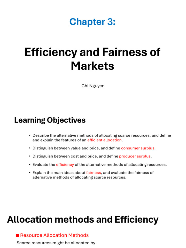 Efficiency and Fairness of Markets | PDF | Economic Surplus | Demand