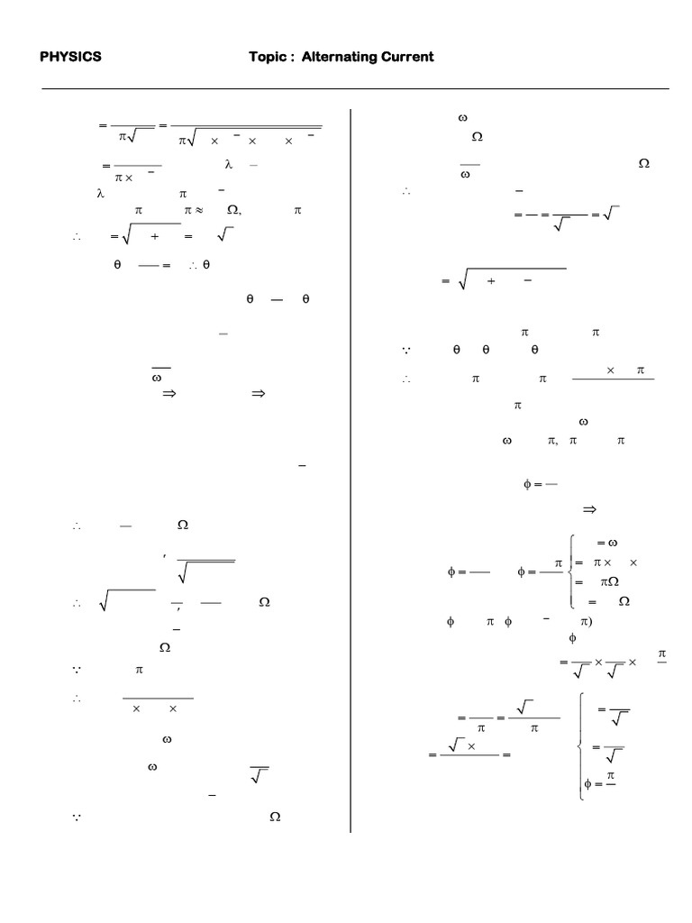 Alternating Current Solutions Guide | PDF | Physical Quantities | Power ...
