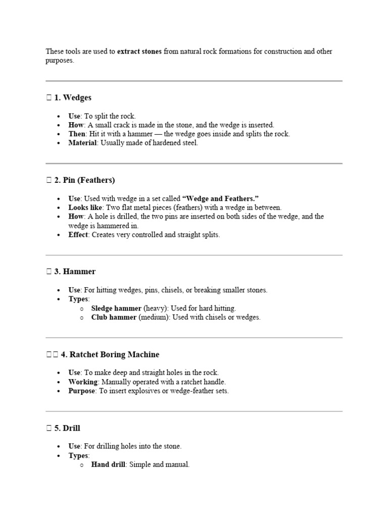 Building Materials Stone Querring Tools | PDF | Drill | Drilling