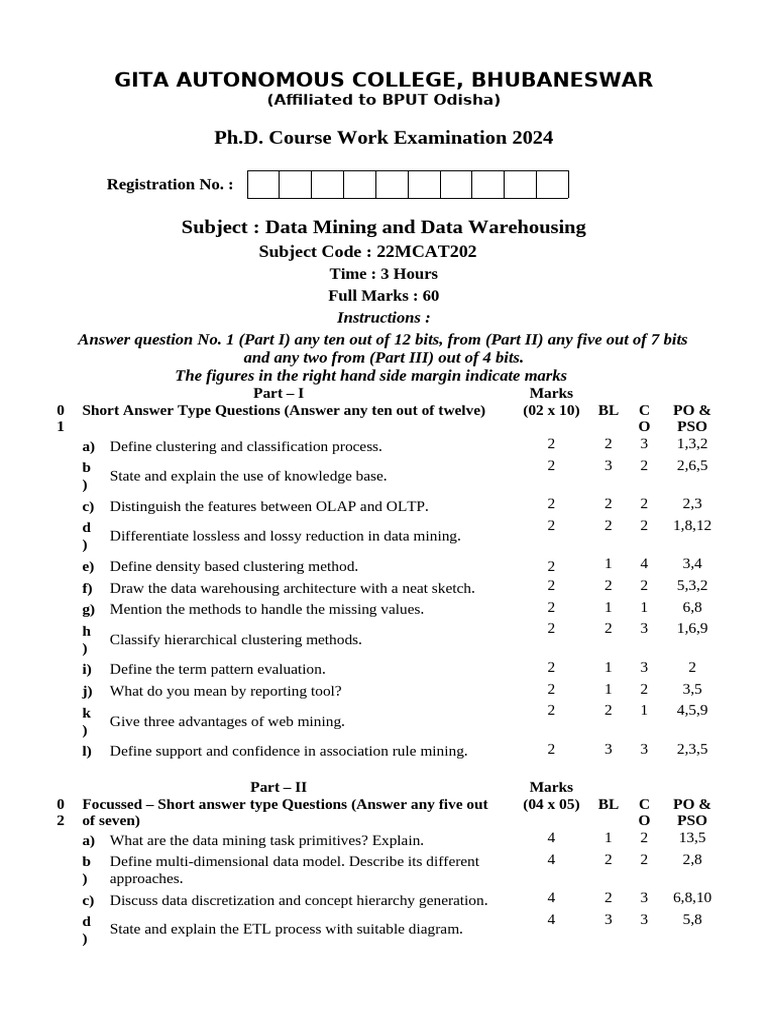 Data Mining and Data Warehousing | PDF | Cluster Analysis | Data Warehouse