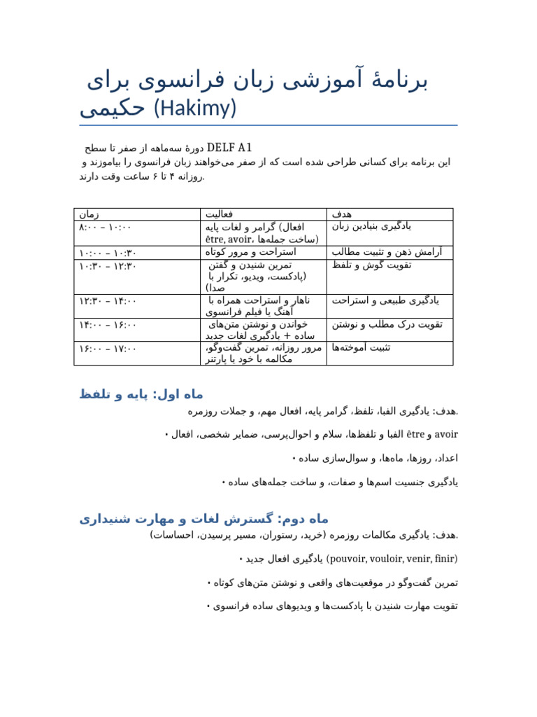 Barname Zaban Francais Hakimy Full | PDF