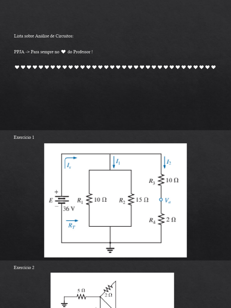 Lista de Exercícios Análise de Circuitos | PDF
