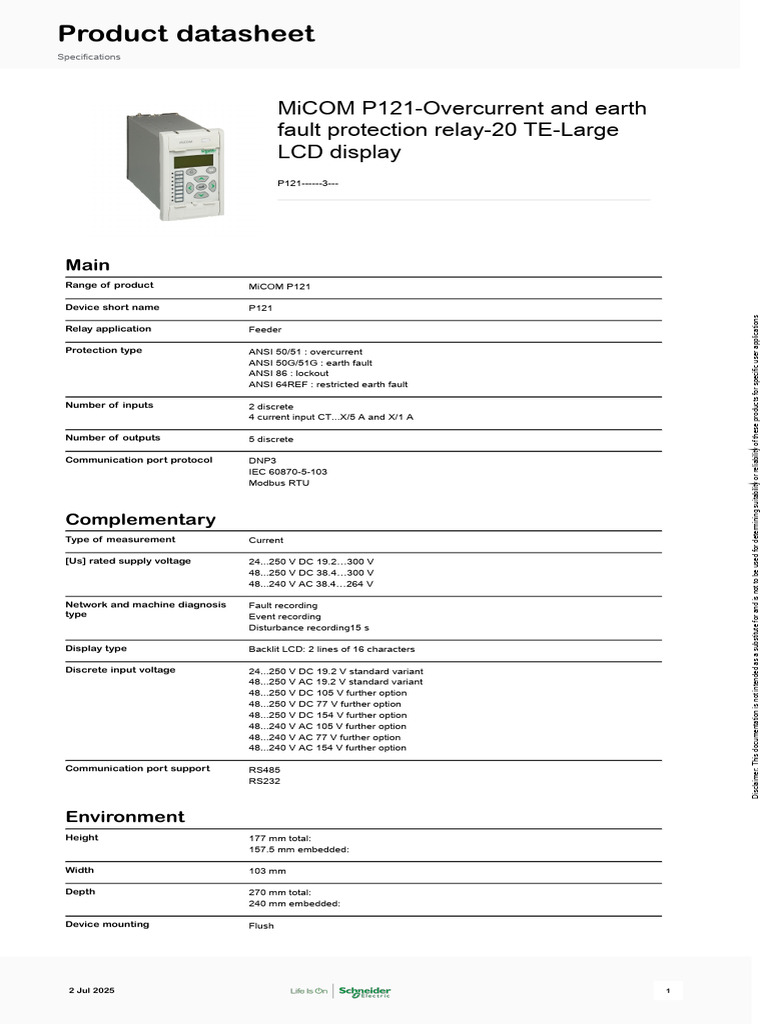 Schneider Electric MiCOM P12x P121 3 | PDF | Alternating Current ...