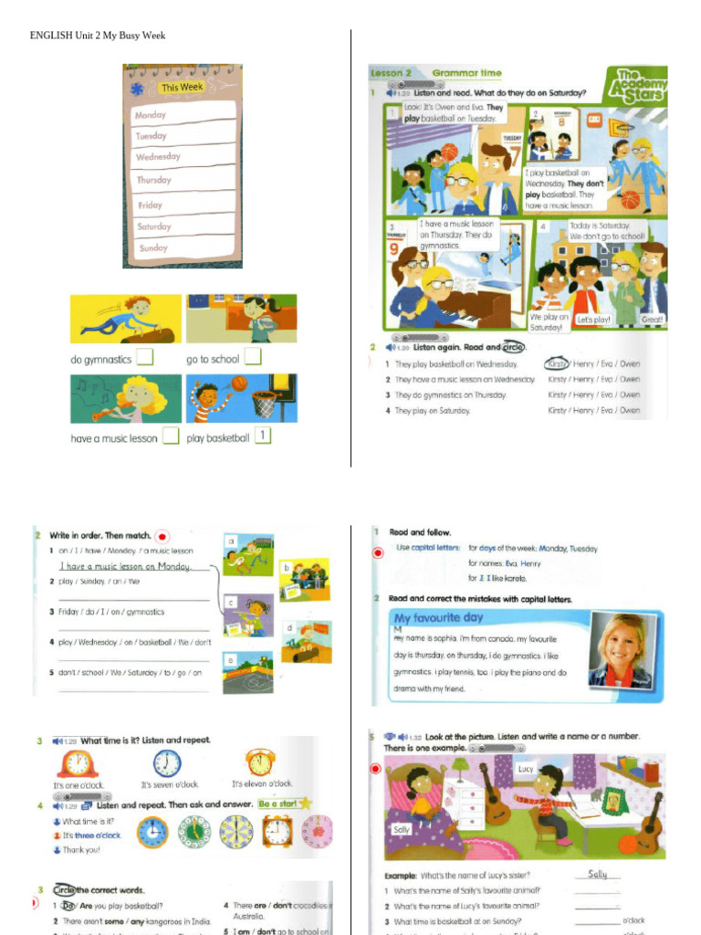 English Unit 2 My Busy Week | PDF