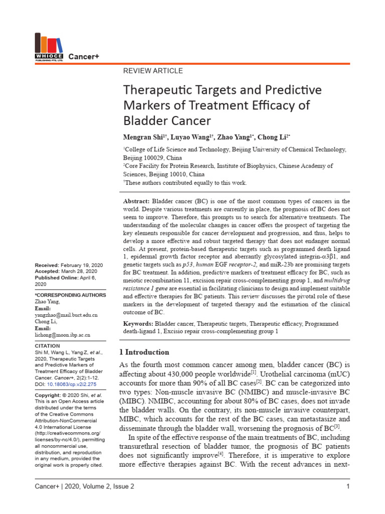 Bladder Cancer: Targets & Treatment Markers | PDF | Epidermal Growth ...
