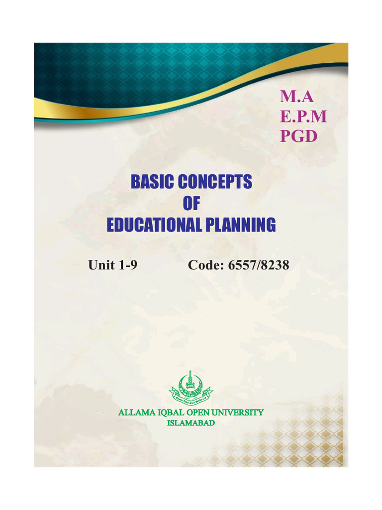 Basic Concepts OF Educational Planning: M.A E.P.M PGD | PDF