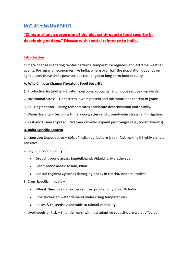 Model Answer- Geography- Day 04 | PDF