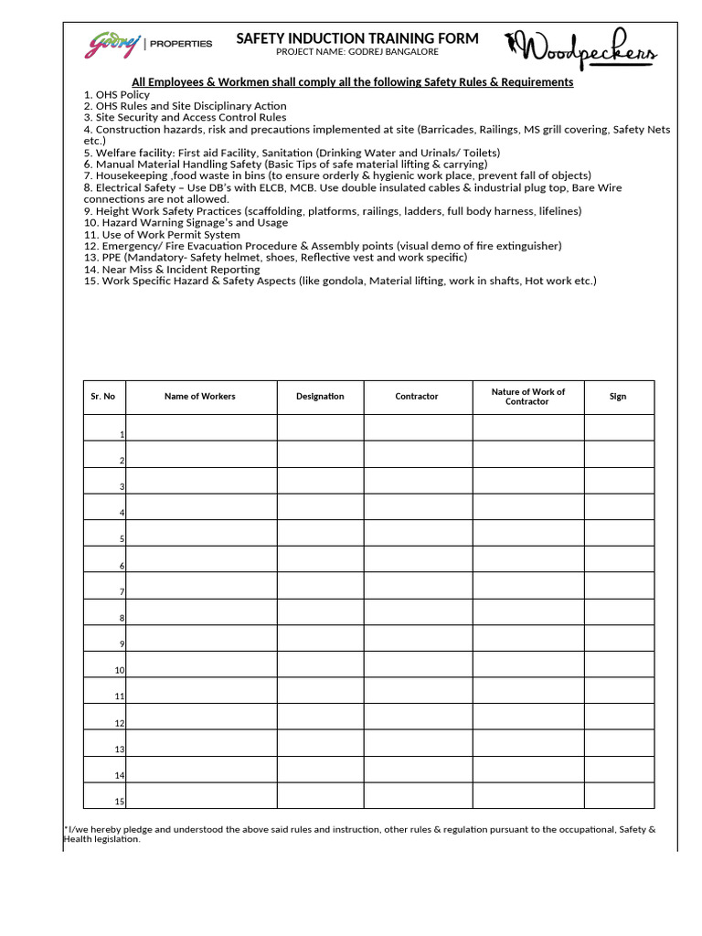 Format For Site Access | PDF | Personal Protective Equipment ...