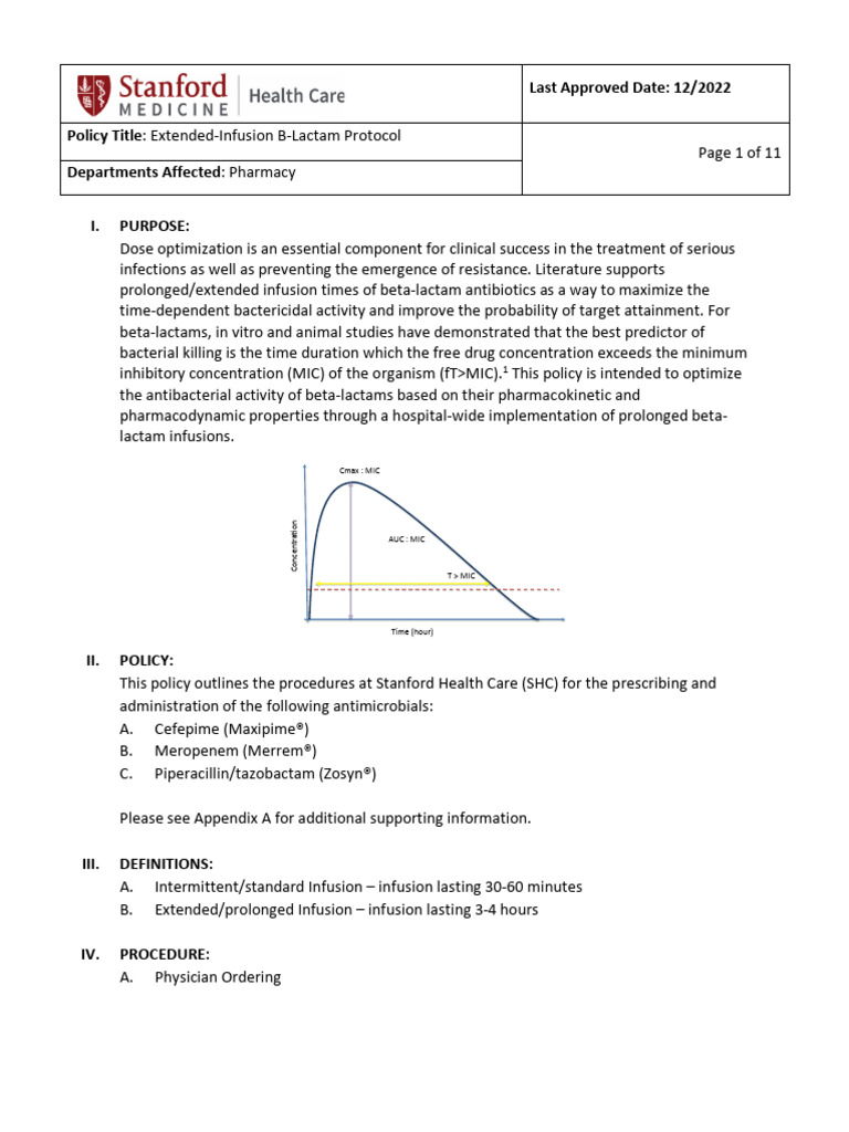 Extended-Infusion B-Lactam Protocol | PDF | Pharmacy | Antibiotics