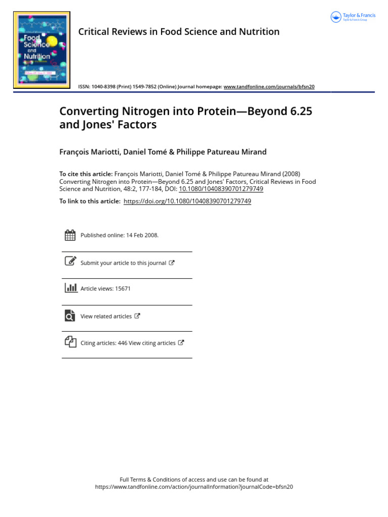 Nitrogen to Protein Conversion Insights | PDF | Proteins | Amino Acid