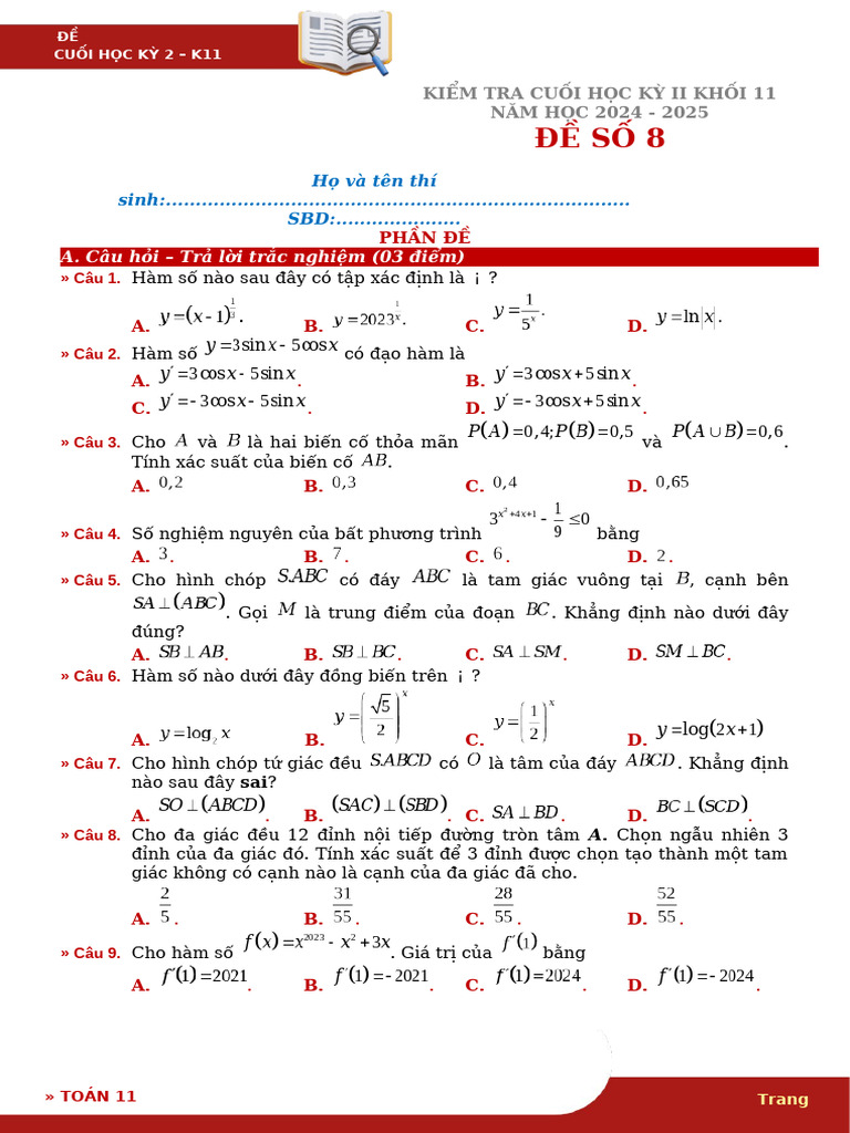 HS-11-KNTT-CK2-ĐỀ 08 | PDF