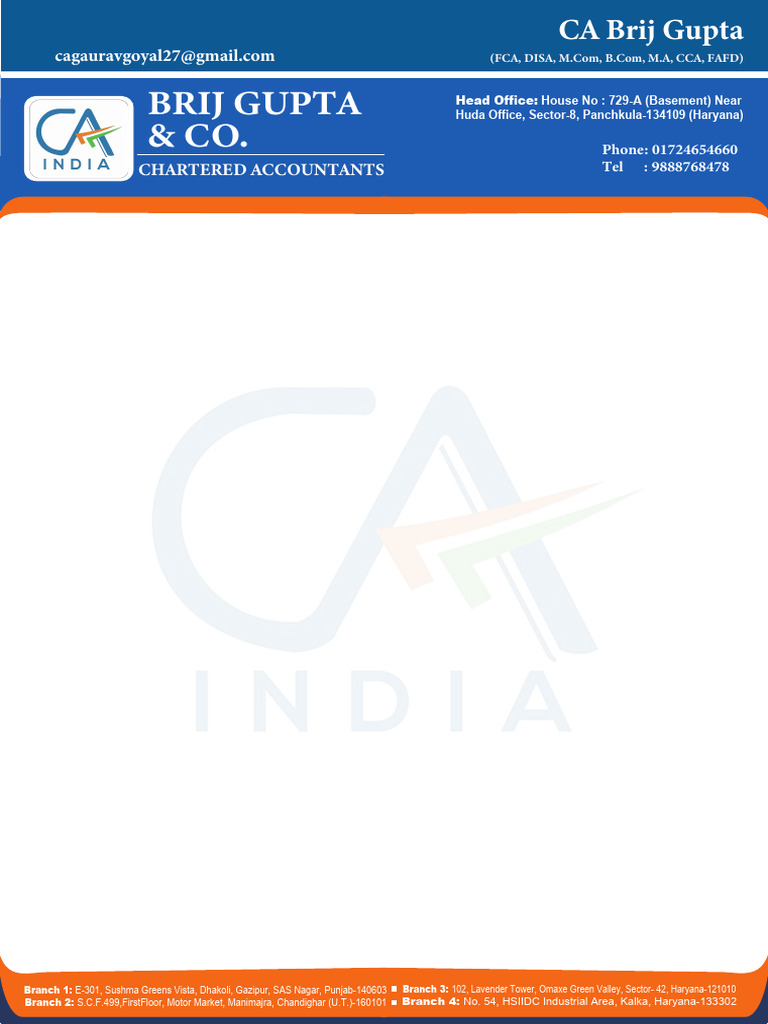 CA Report - XLSX Bhraj Gupta Letters Head Made | PDF