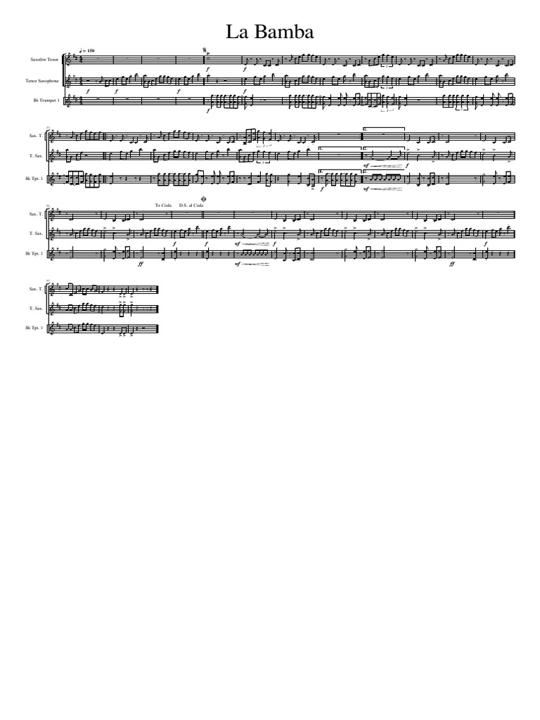 La Bamba-Partitura y Partes | PDF | Saxophone | Woodwind Instruments