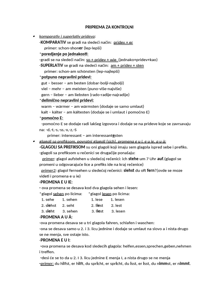 Priprema Za Kontrolni | PDF