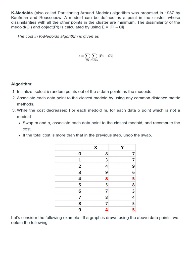 K-Medoids Clustering Example Explained | PDF | Data Mining | Cluster ...