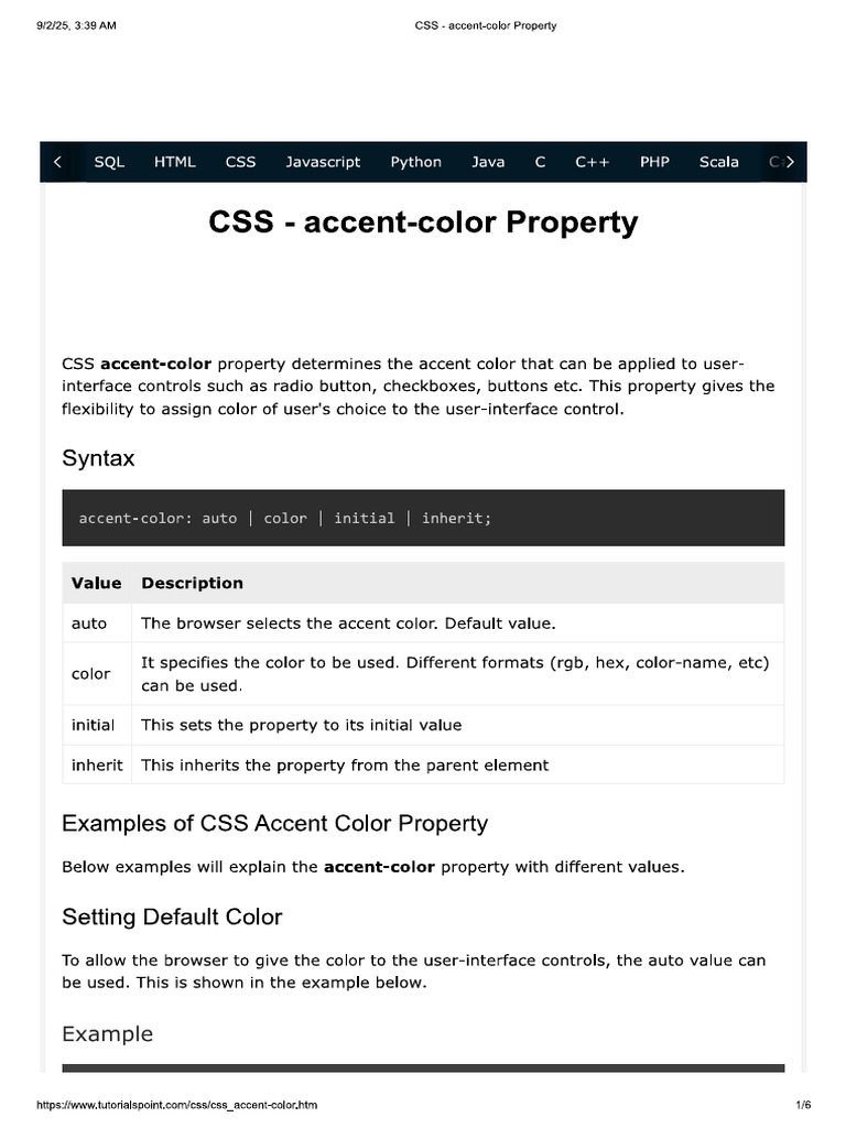 Css Accent Color Property | PDF