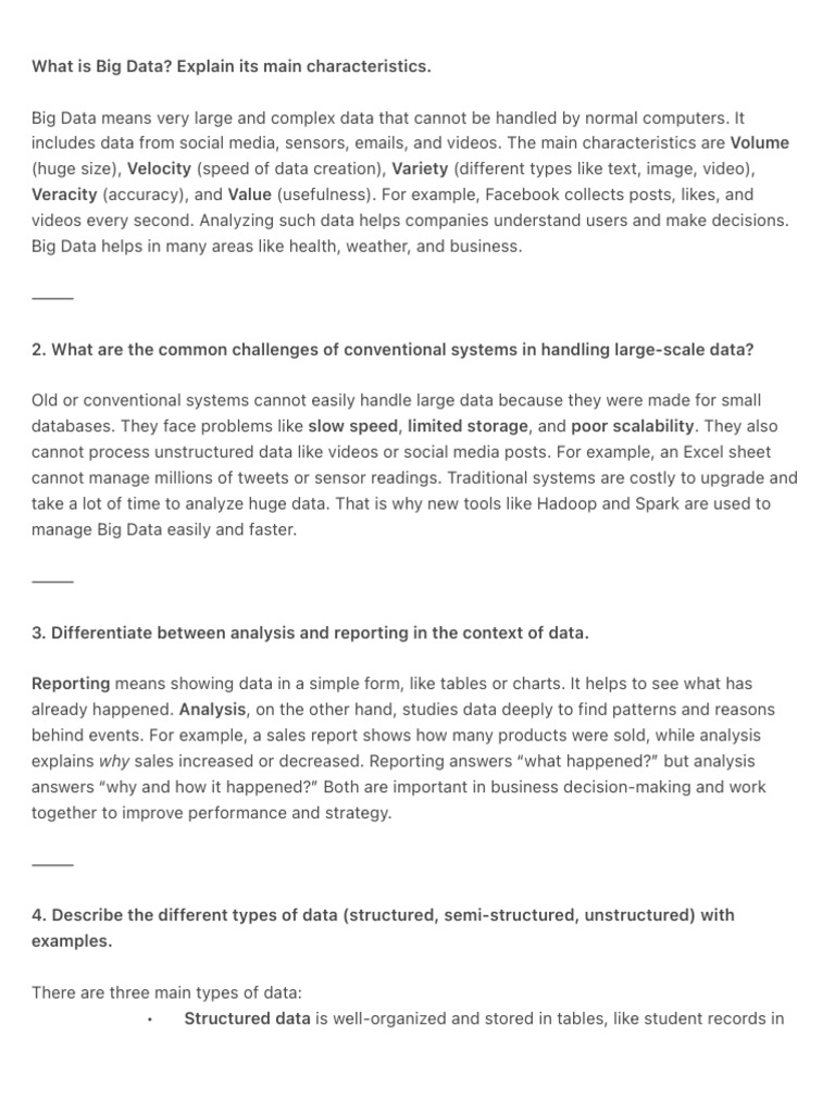 What is Big Data Explain its main characteristics. | PDF | Big Data | Data