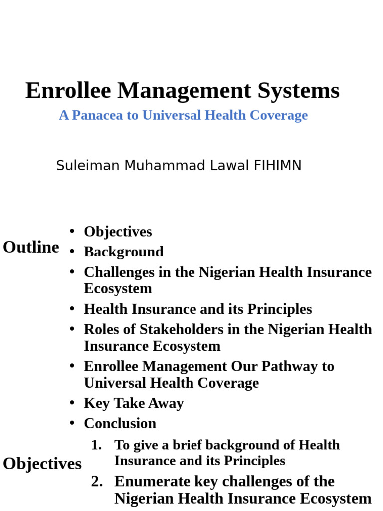 Enrollee Management Systems A Panacea To UHC | PDF | Insurance ...