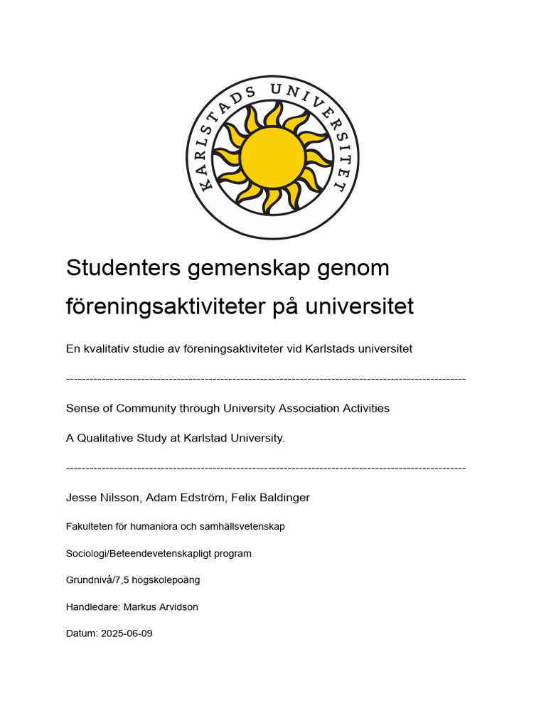 Projektarbete I Sociologi, SOGBB4 | PDF