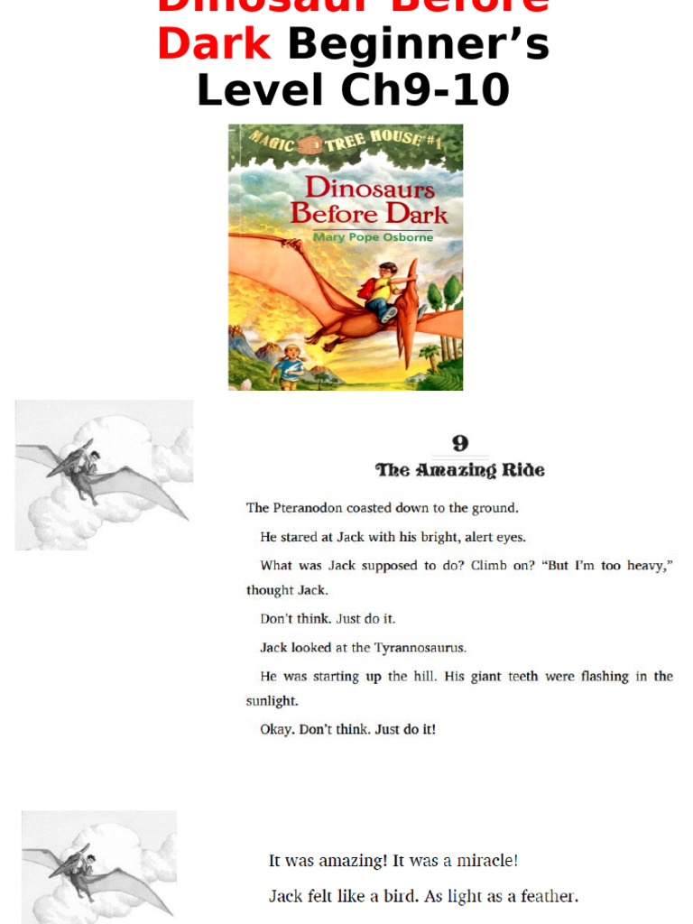 MTH Book 1 Ch9-10 Dinosaur Before Dark Beginner’s Level | PDF
