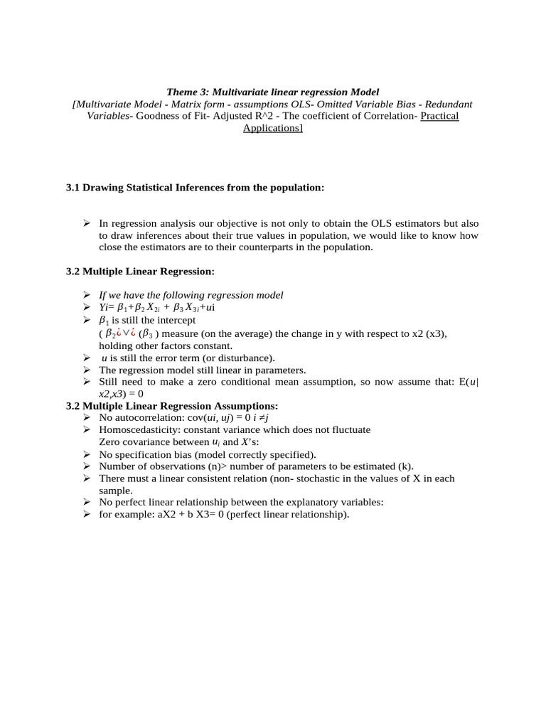 Theme 3 Multiple Linear Regression Model | PDF | Linear Regression | Ordinary Least Squares