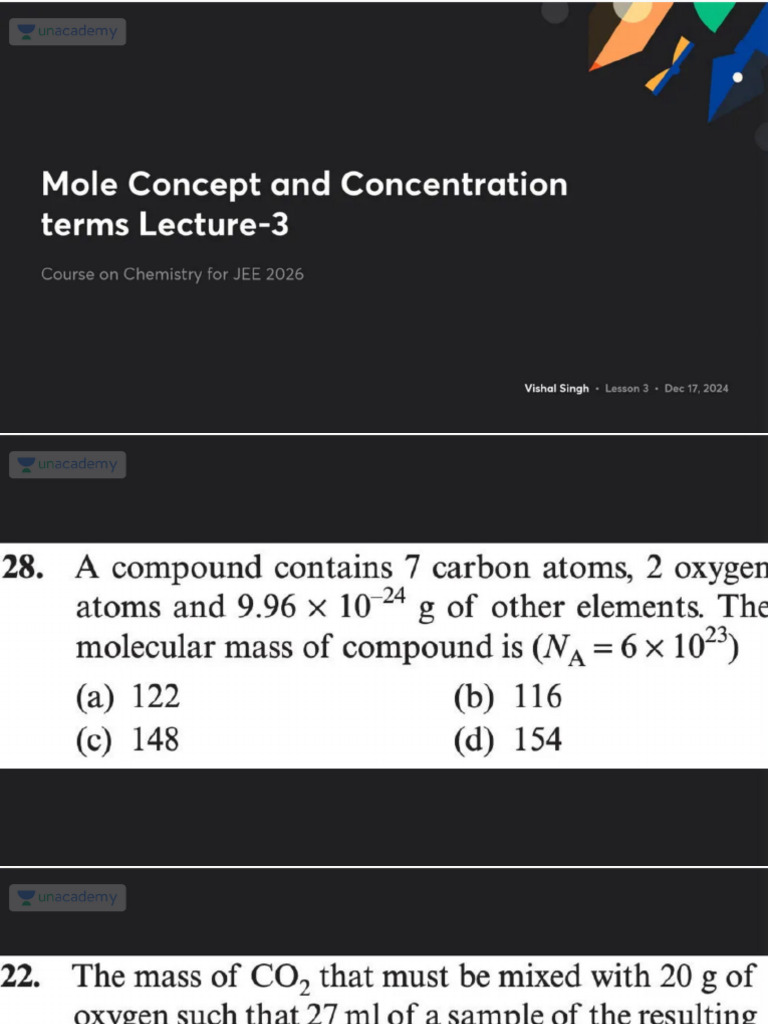 Mole Concept and Concentration Terms Lecture3 No Anno | PDF