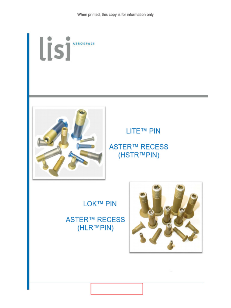HI-LOK™ and HI-LITE™ Pin Manual | PDF | Nut (Hardware) | Engineering ...
