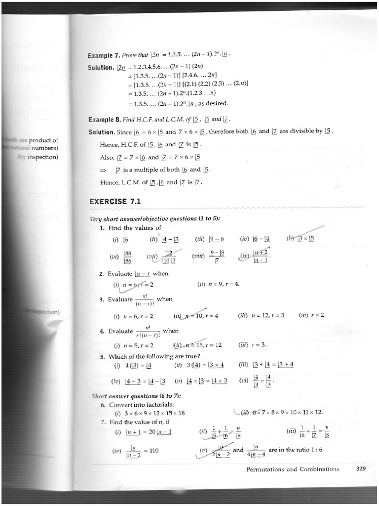 Permutation & Combination XI Exercises Aggarwal | PDF
