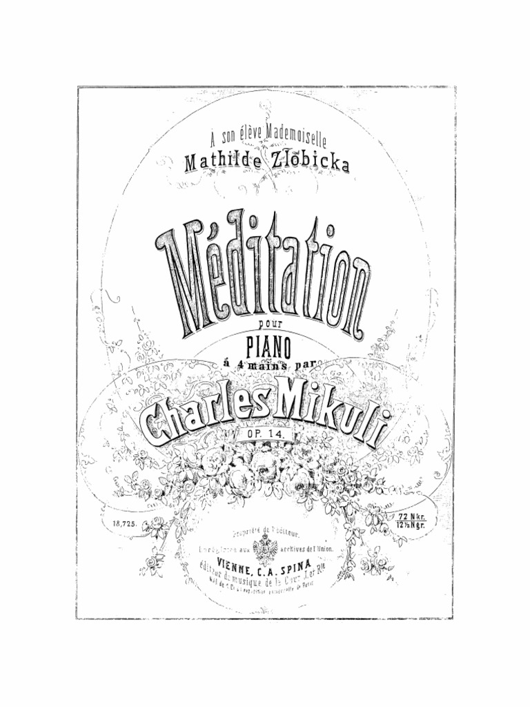Complete Score - Meditation, Op.14 (Mikuli) 2 | PDF