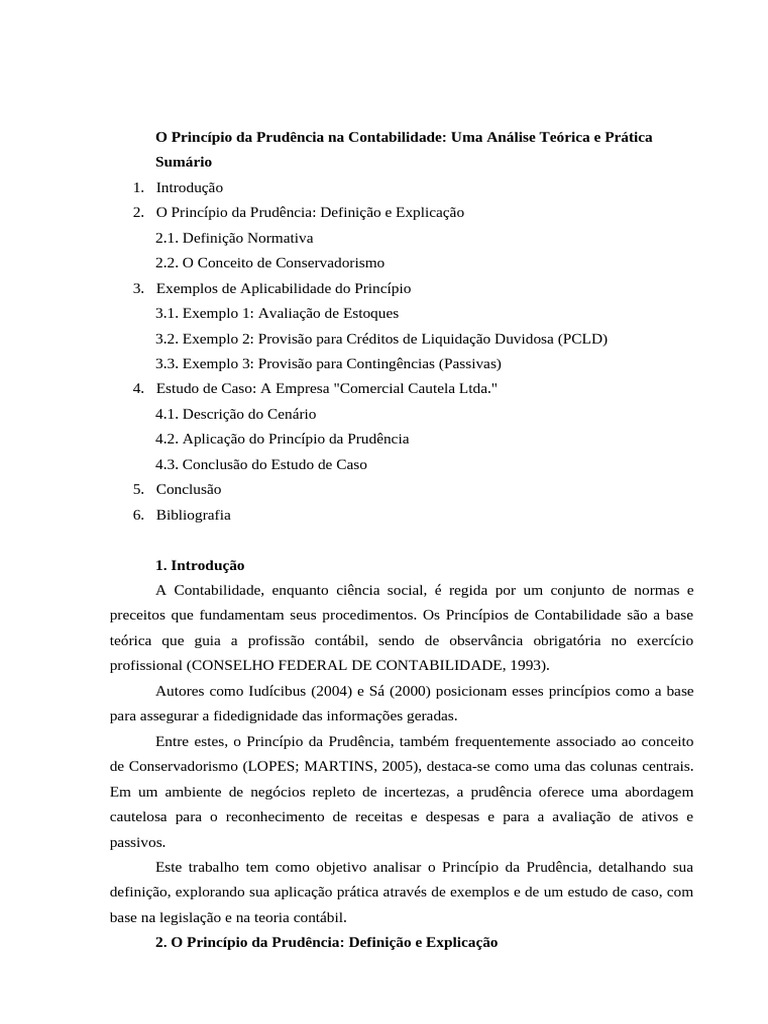 Princípio da Prudência na Contabilidade | PDF | Contabilidade ...