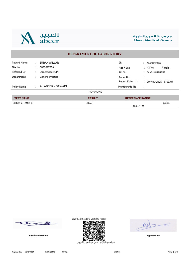 Department of Laboratory: Imran Anwar | PDF